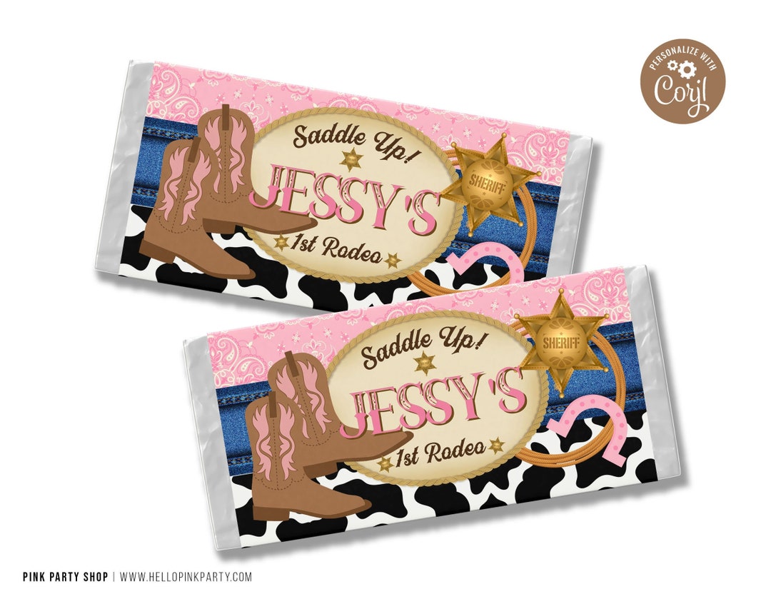 Cowgirl Birthday Party Candy Bar Wrapper, Template Printable, !st Rodeo ...