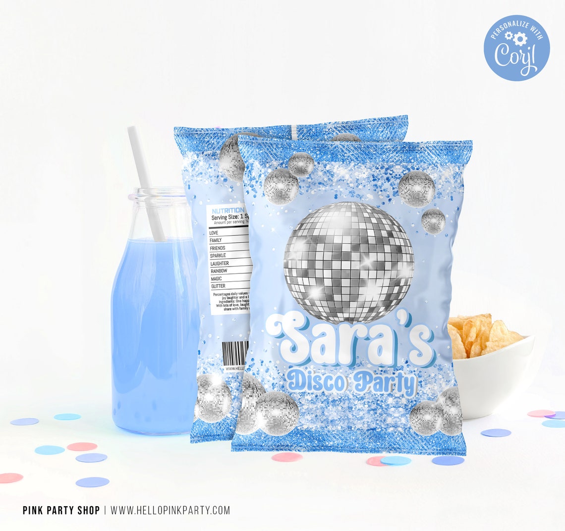 Editable Disco Ball Birthday Favor Tag Template (digital Download) - Etsy