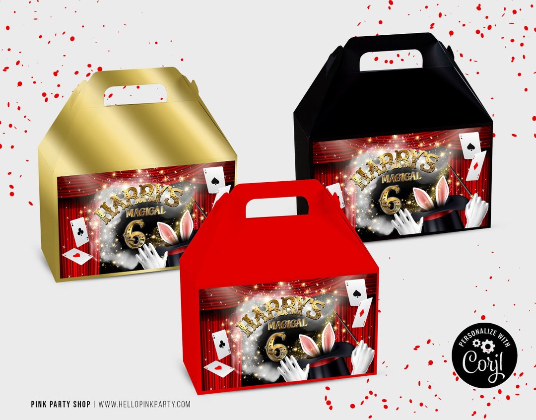 MAGICIAN Birthday Gable Box Label, Template Printable, Magic Show ...