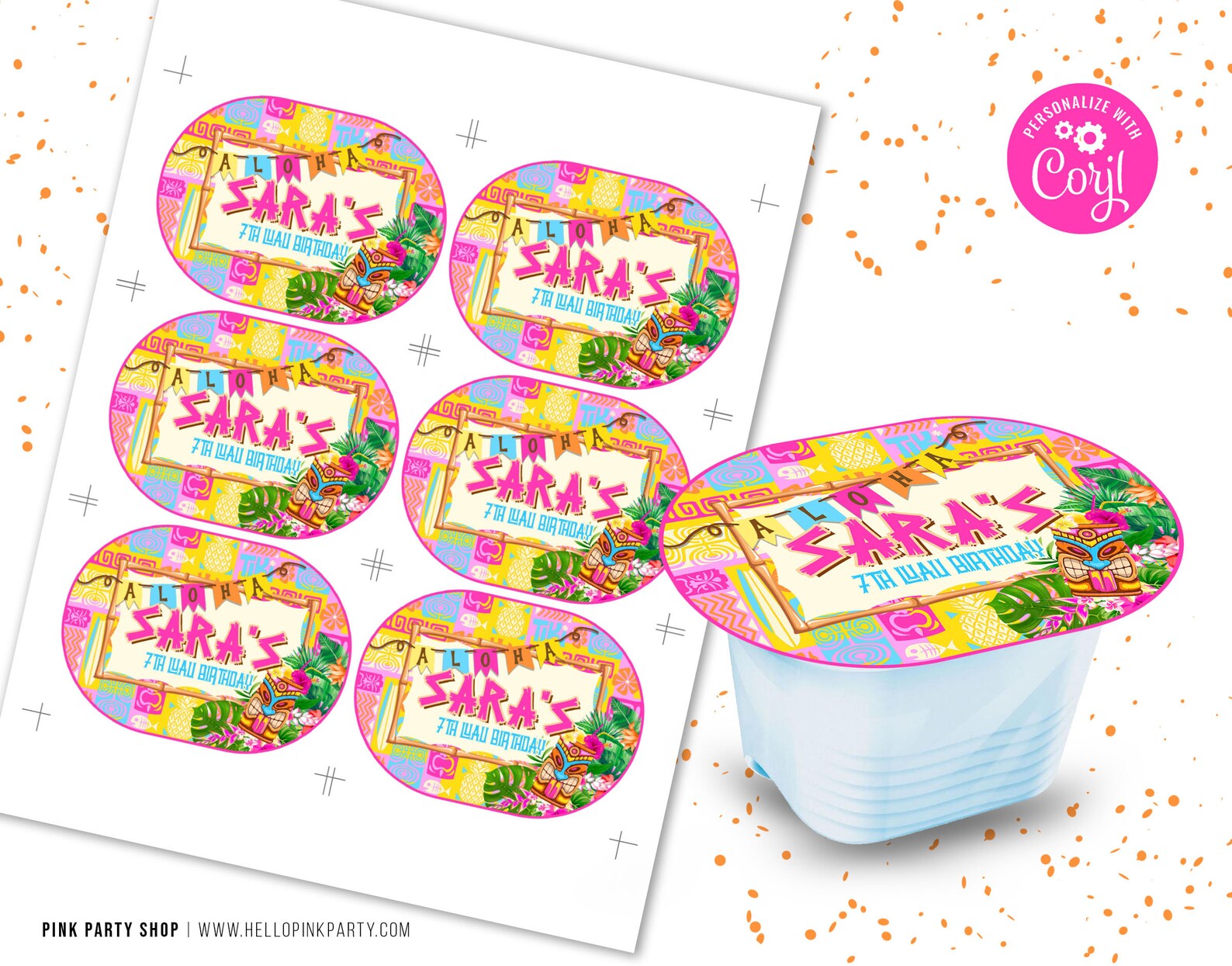 Luau Tiki Birthday Printable Snack Stack Potatoes Wrapper, Luau Tiki ...