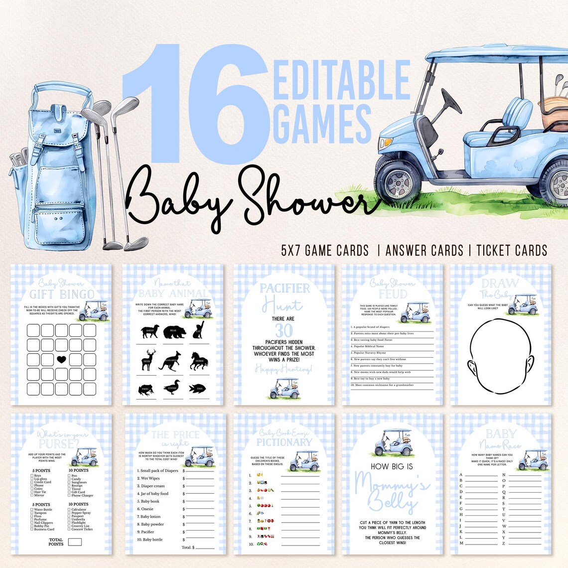 Editable Golf Baby Shower Welcome Sign: Par-tee Decor Editable Template ...
