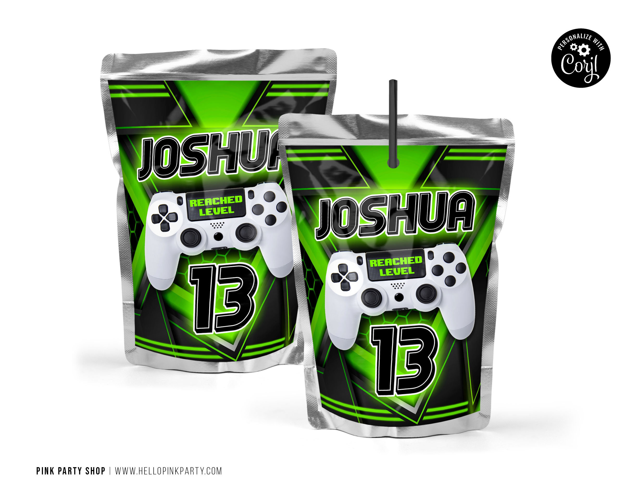 Gamer Birthday Candy Bar Wrapper: Editable Chocolate Label (digital ...