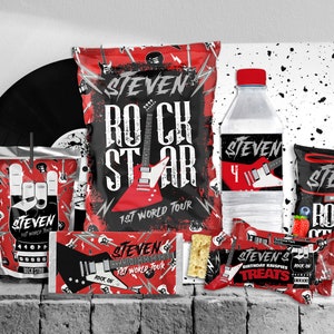 Editable Rock Star Birthday Party Fruit Snacks, Born to Rock Party ...