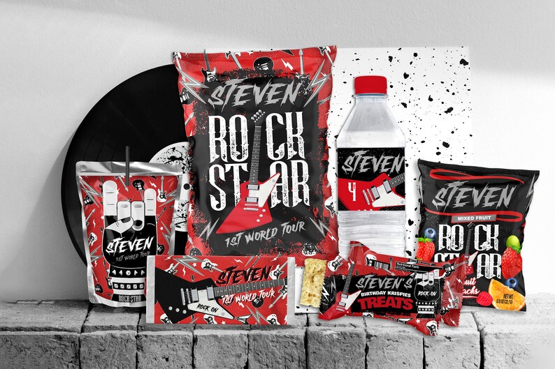 Editable Rock Star Birthday Party Fruit Snacks Born to Rock - Etsy