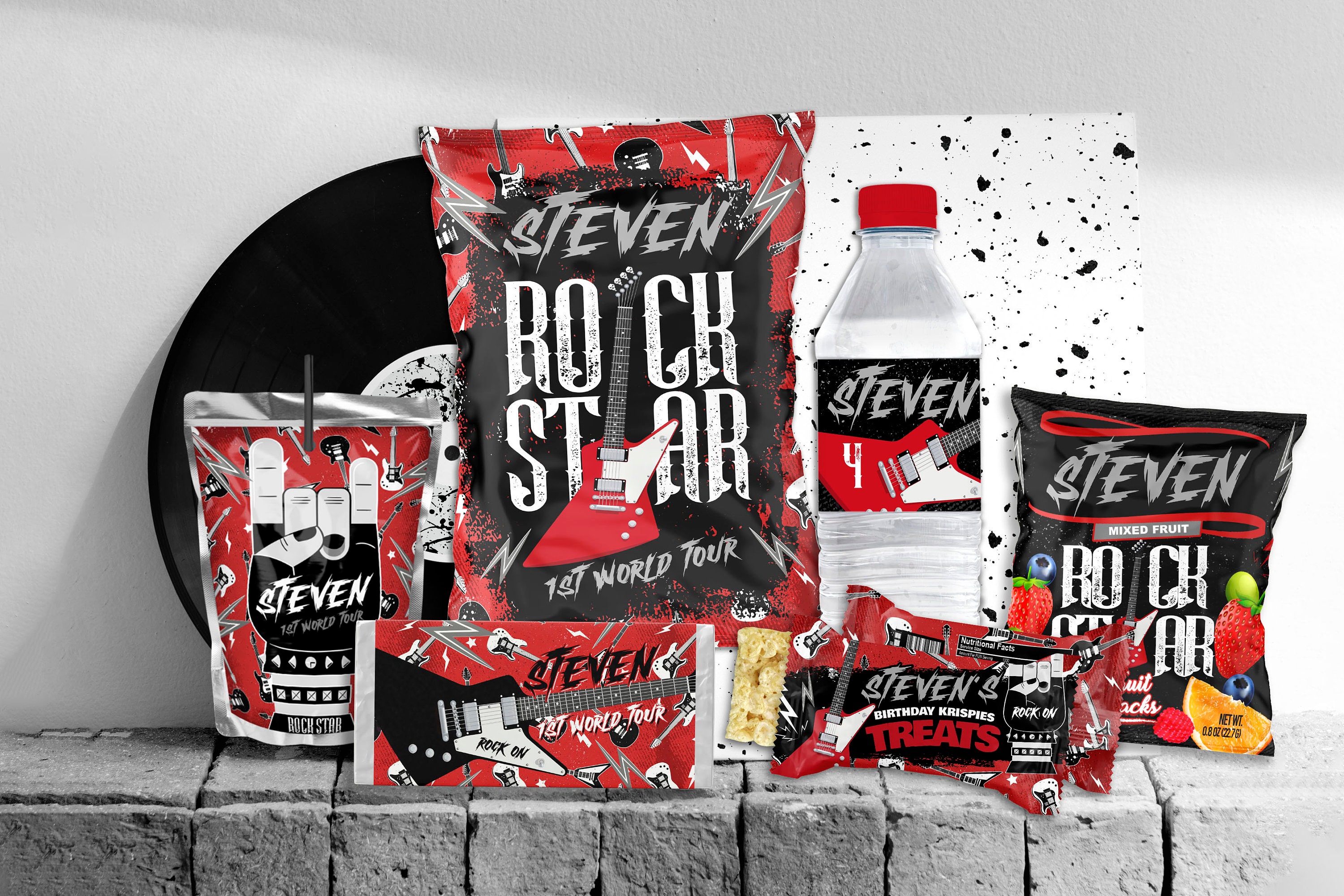 Editable Rock Star Birthday Party Fruit Snacks Born to Rock - Etsy