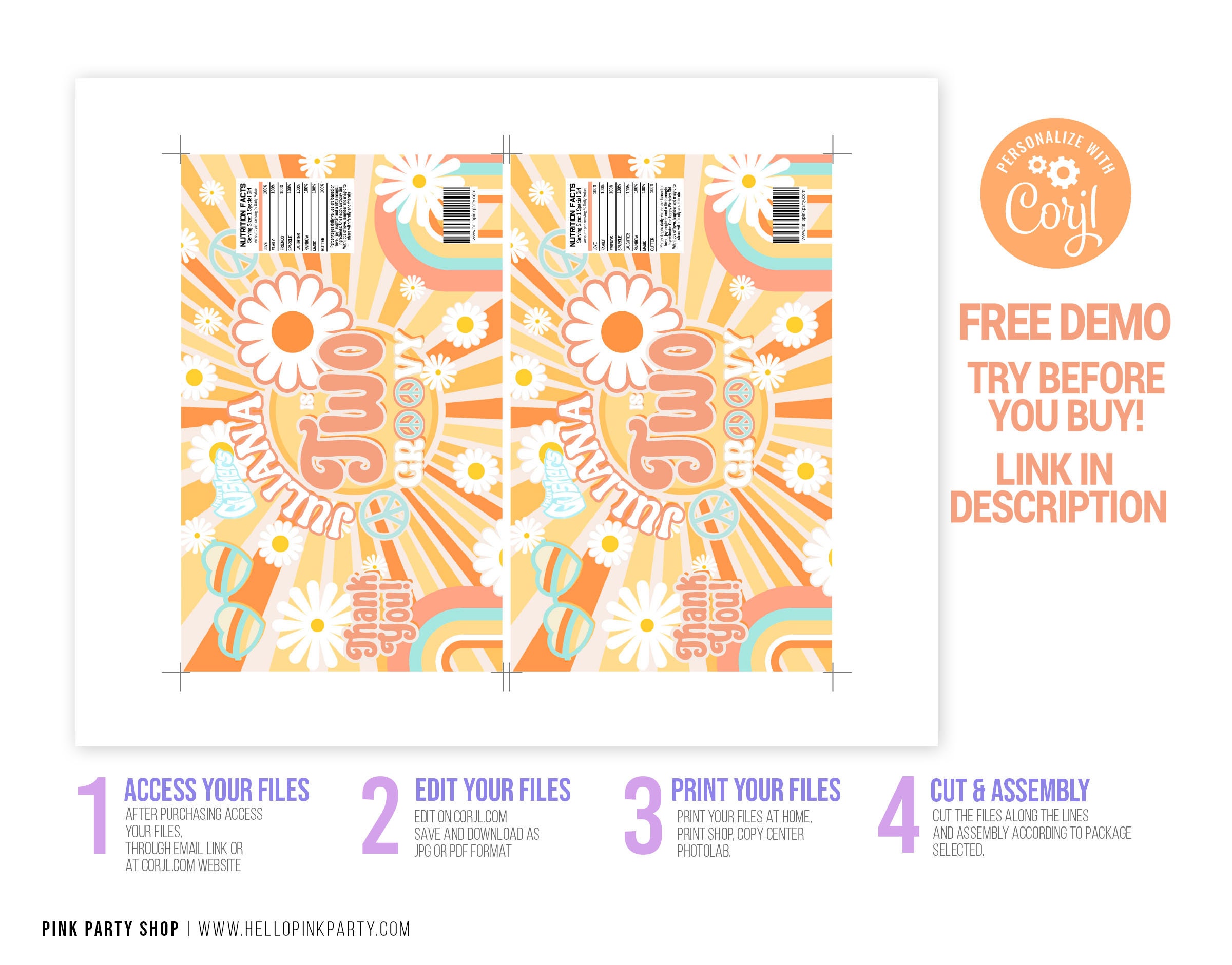 Kids Birthday Fruit Snacks Bag Template Printable Kids - Etsy