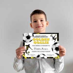 Editable Soccer Award Certificate: End of Season Team Diploma (digital ...