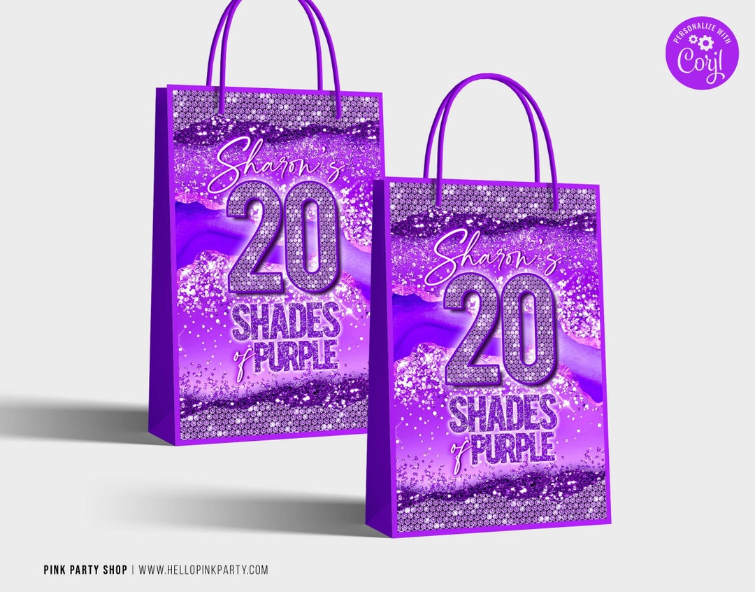 Shades of Purple Birthday Gift Bag Label: Editable Template (digital ...