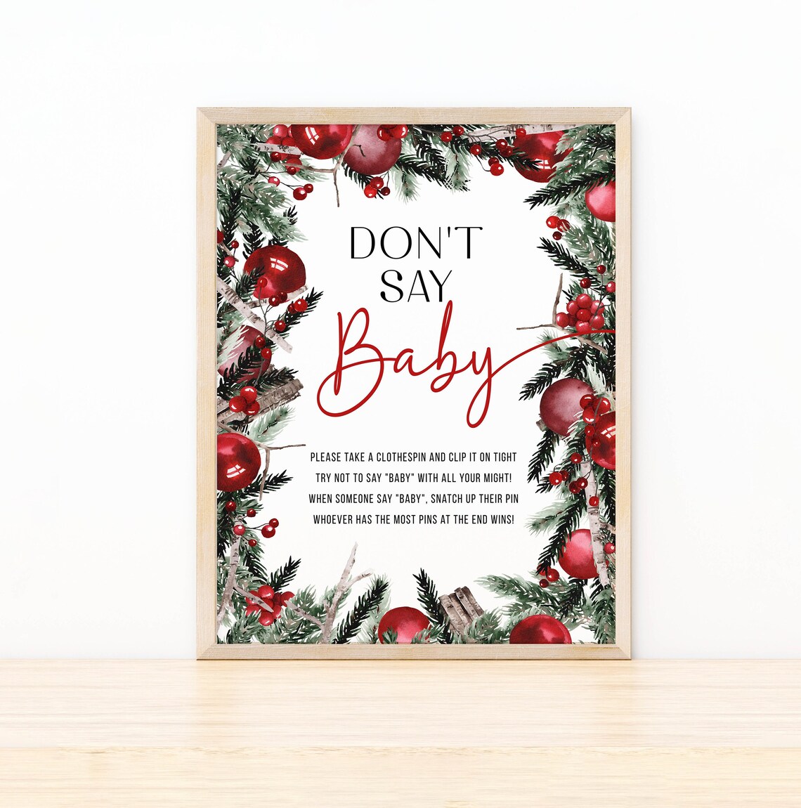 Christmas Baby Shower Game Sign: Don't Say Baby (digital Download) CBS1 ...