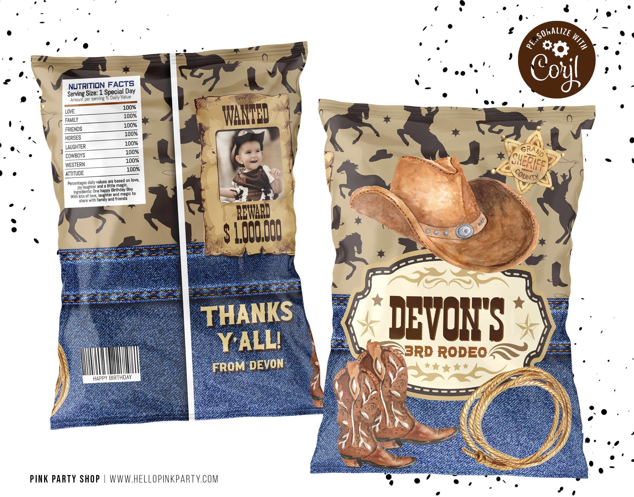 Editable Cowboy Birthday Food Labels Western Party Food Tents Cowboy ...