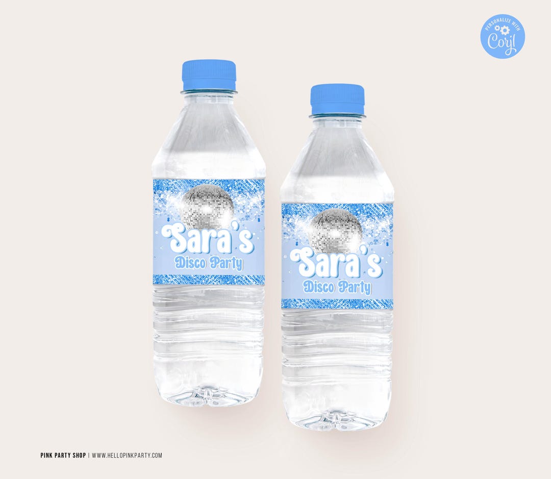 Editable Disco Ball Birthday Water Bottle Label (digital Download) - Etsy