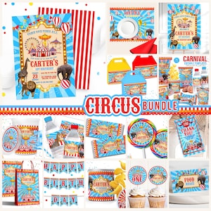 Circus Birthday Party Bundle: Editable Invitation, Games, Favors ...