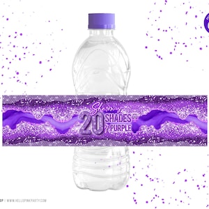 Shades of Purple Water Labels Wrapper, Editable Corjl Printable ...
