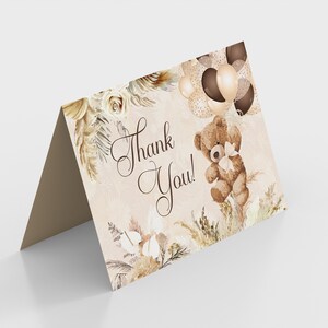 Teddy Bear Thank You Cards Beary Birthday Hot Air Balloon Bear Baby ...