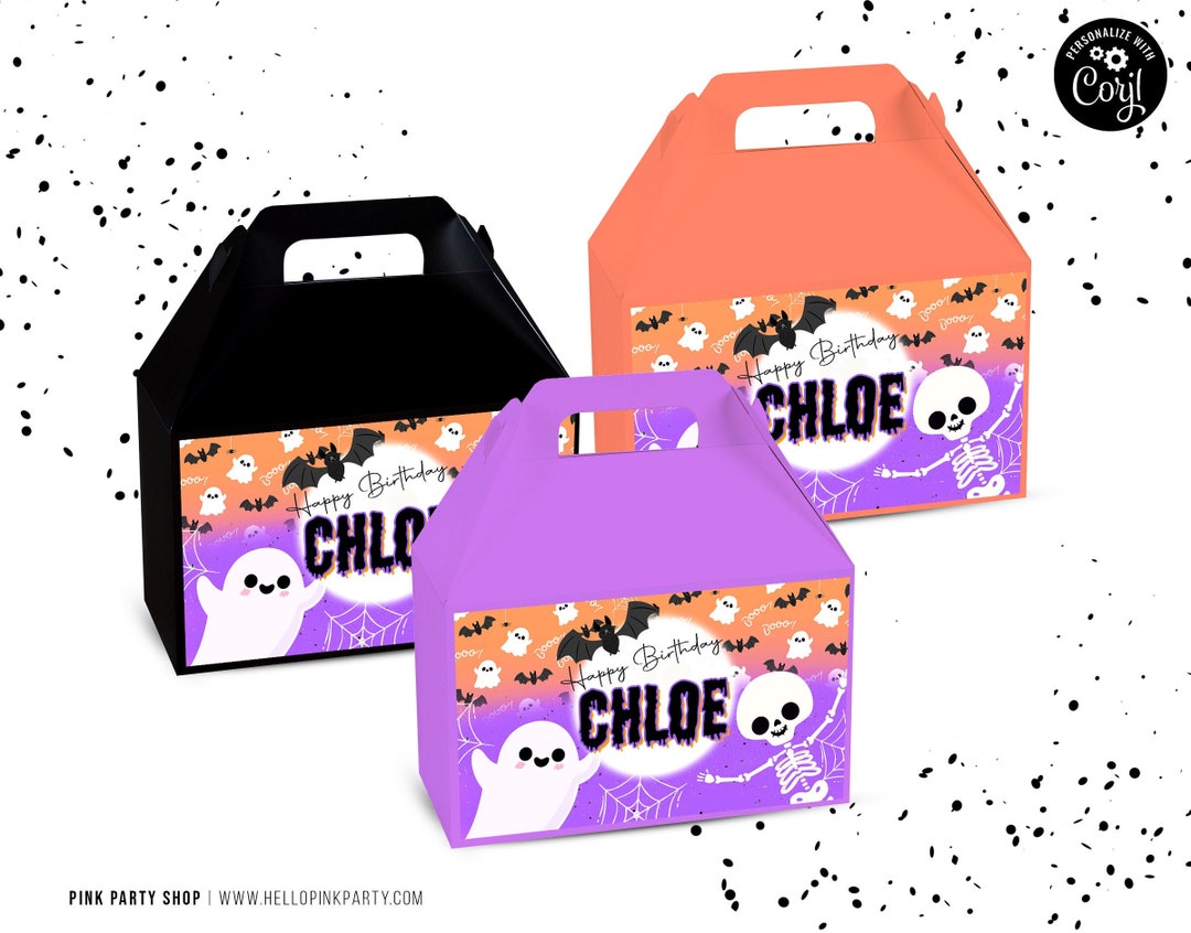 Halloween Birthday Favor Box Labels, Printable Templates, Spooky 2 ...