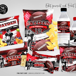 Football Birthday Water Labels Wrapper, Printable Templates, American ...
