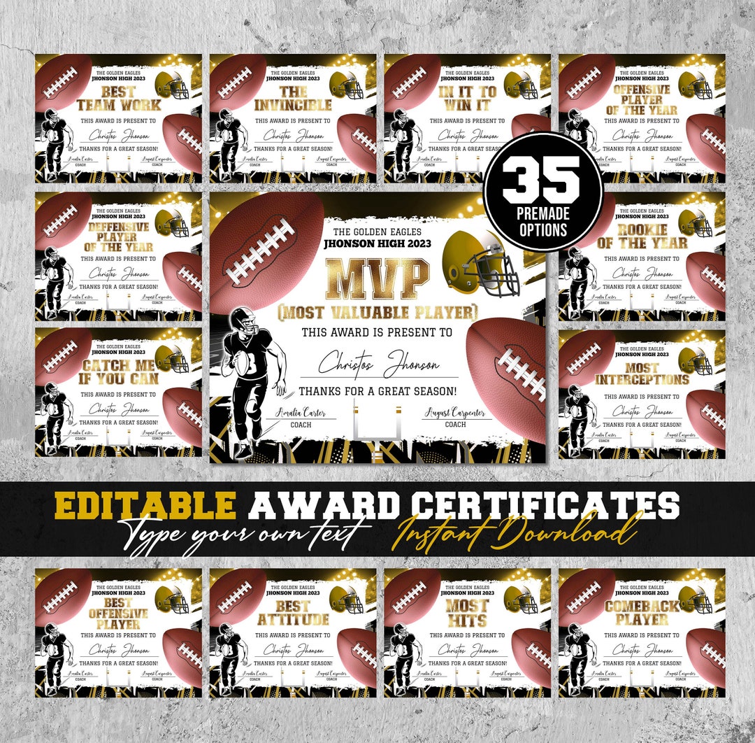 Editable Football Award Certificate: Team Awards (digital Download) - Etsy