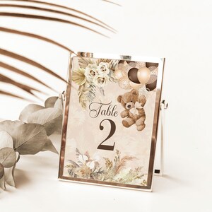 Editable Boy Teddy Bear Hot Air Balloon 5x7" Table Number Gender ...