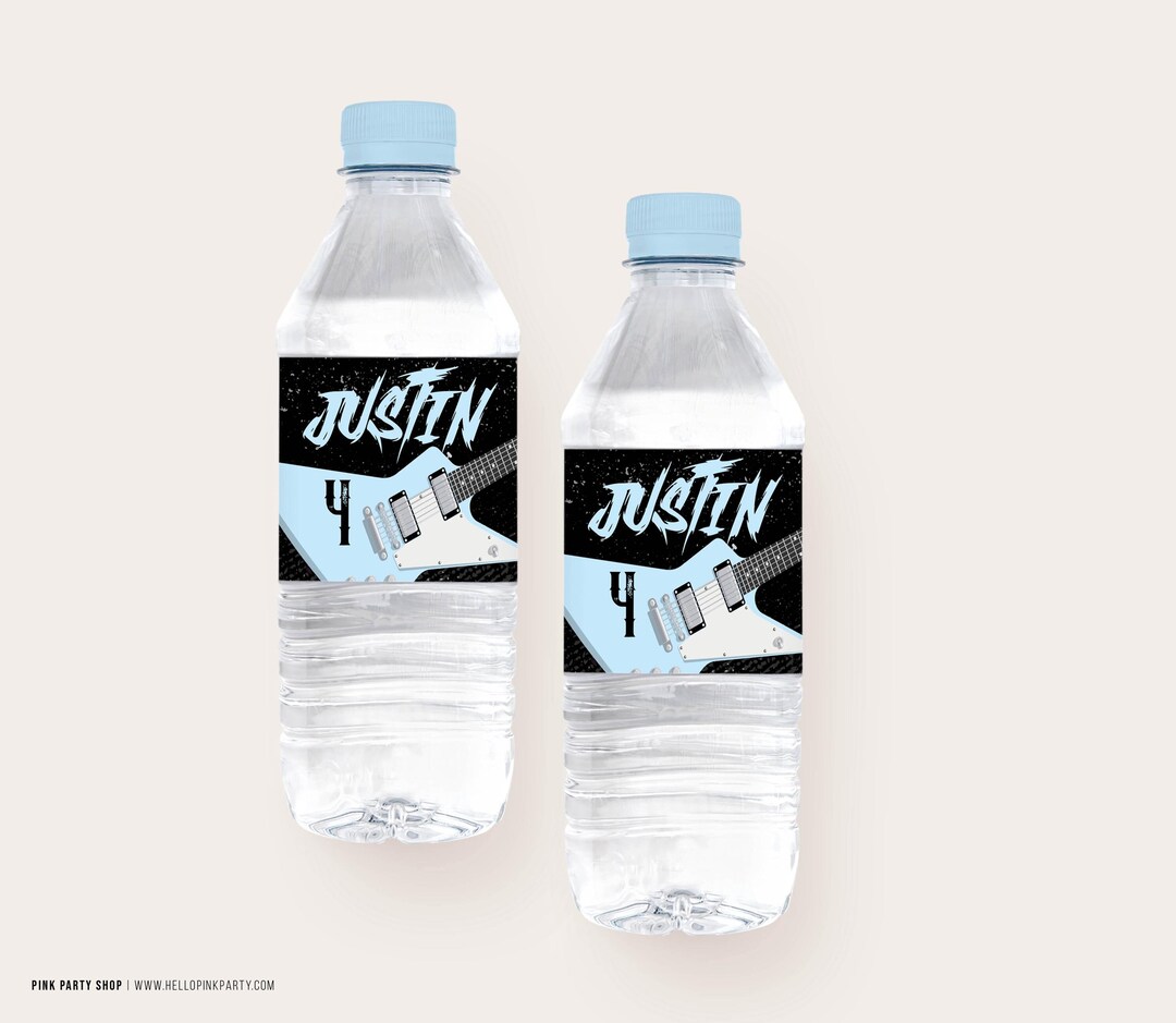 Editable Rock Star Birthday Party Water Label Born to Rock Party Party ...