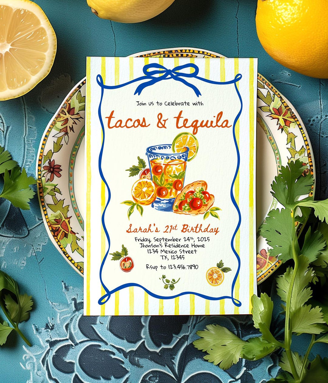 Tacos and Tequila Invitation Hand Drawn Scribble Birthday Party ...