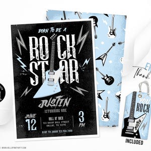 Editable Rock Star Birthday Rice Treat Wrapper Born to Rock Party Party ...