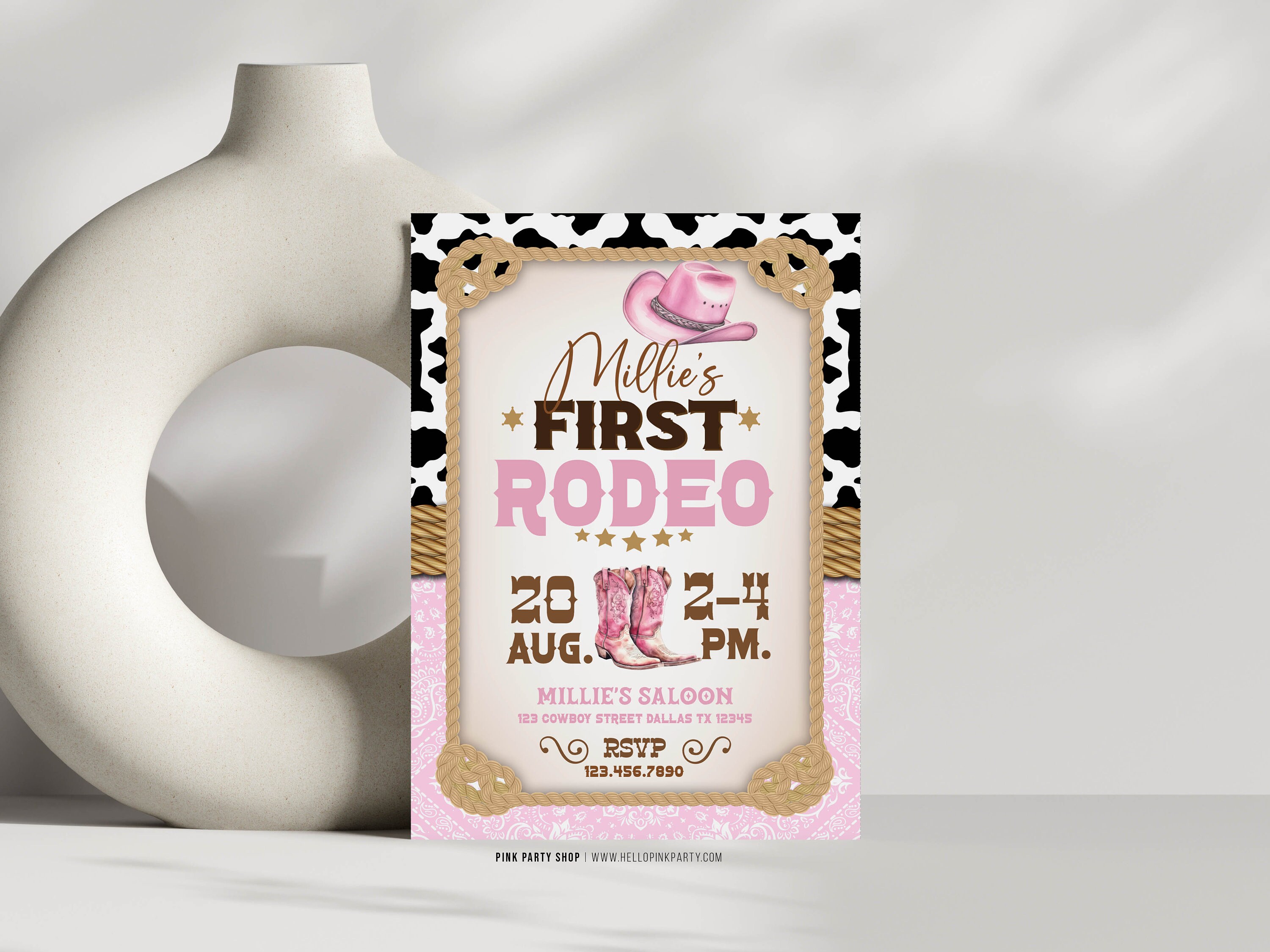 Cowgirl Cards and Gifts Sign: Pink Western Rodeo Birthday Party Decor ...