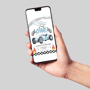 Racing Car Milestone Birthday Poster EDITABLE Racecar First Birthday ...