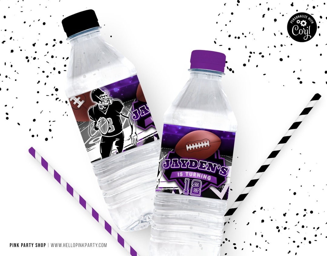 Football Birthday Water Labels Wrapper, Printable Templates, American ...