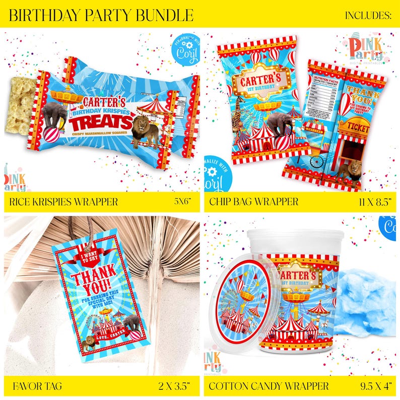 Circus Birthday Party Bundle: Editable Invitation, Games, Favors ...