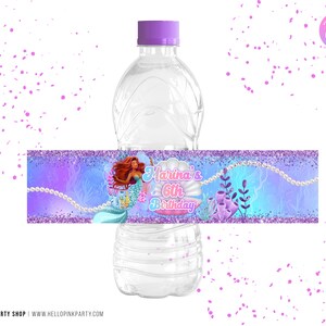 Mermaid Birthday Water Labels, Template Printable, Little Mermaid Party ...