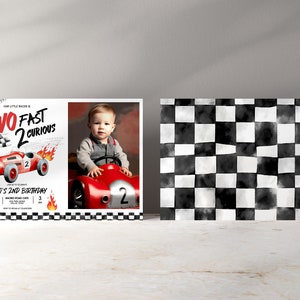 Editable Fast One Birthday Invitation Party Race Car First Birthday 1st ...