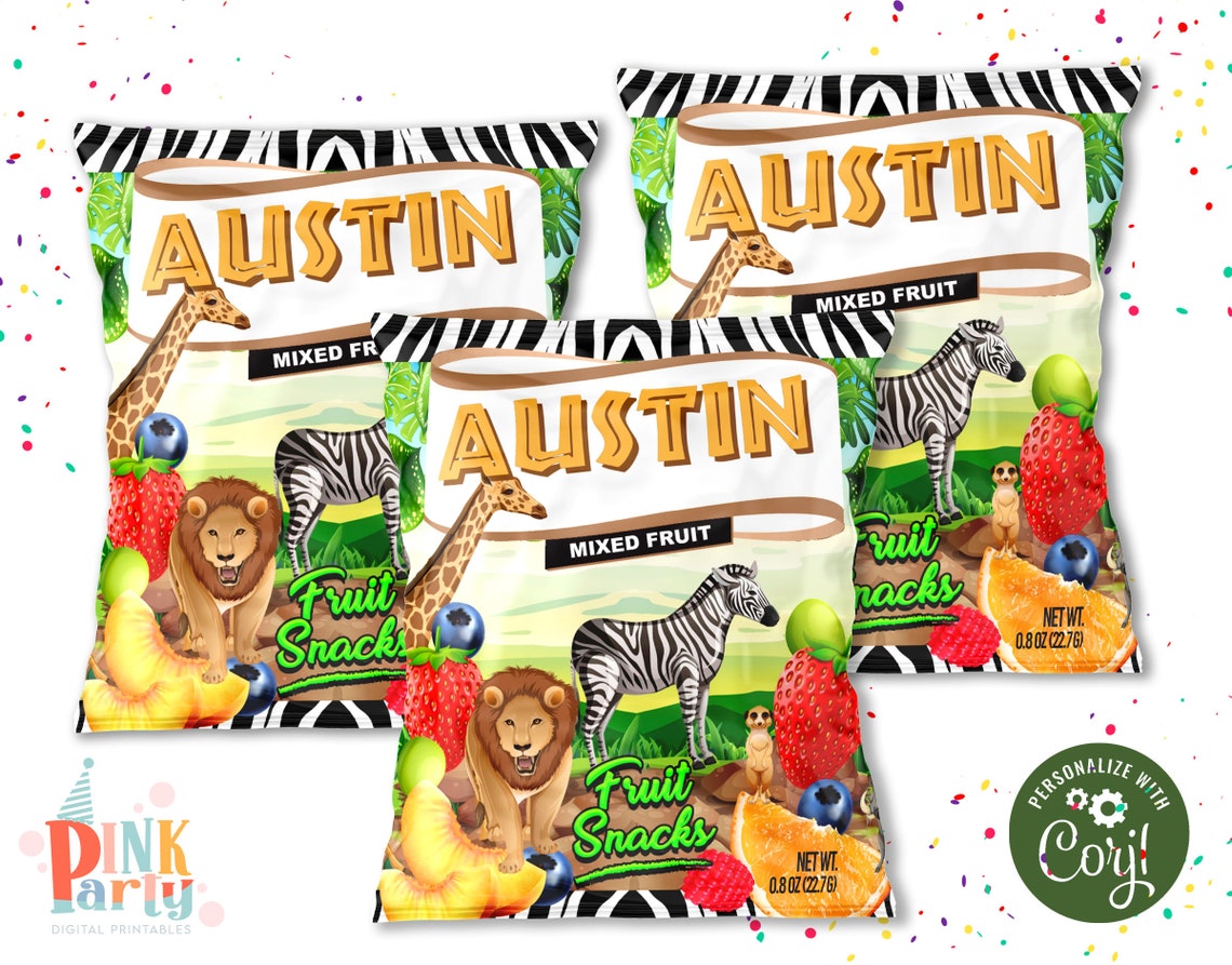 Kids Birthday Fruit Snacks Bag Template Printable Kids - Etsy