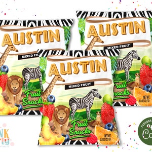 Kids Birthday Fruit Snacks Bag Template Printable, Kids Birthday Snack ...