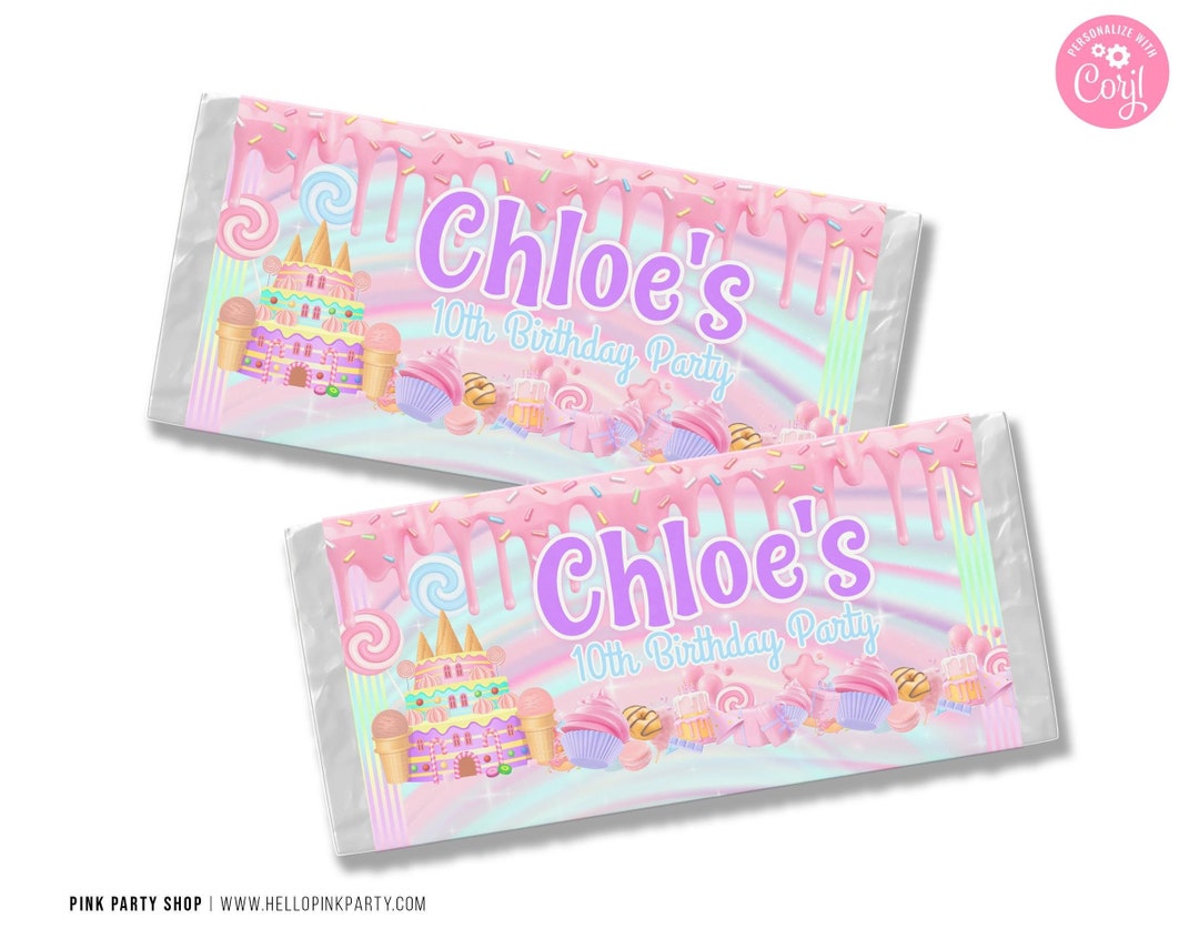 Candyland Candy Bar Wrapper Editable Template Printable, Sweets Candy ...