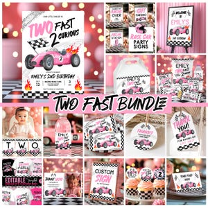 Editable Pink Race Car Favor Tag: 2nd Birthday Thank You (PRINTABLE ...