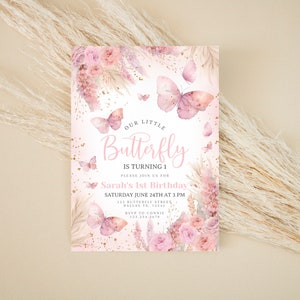 Butterflies Birthday Invitation Template Printable, Fluttering ...