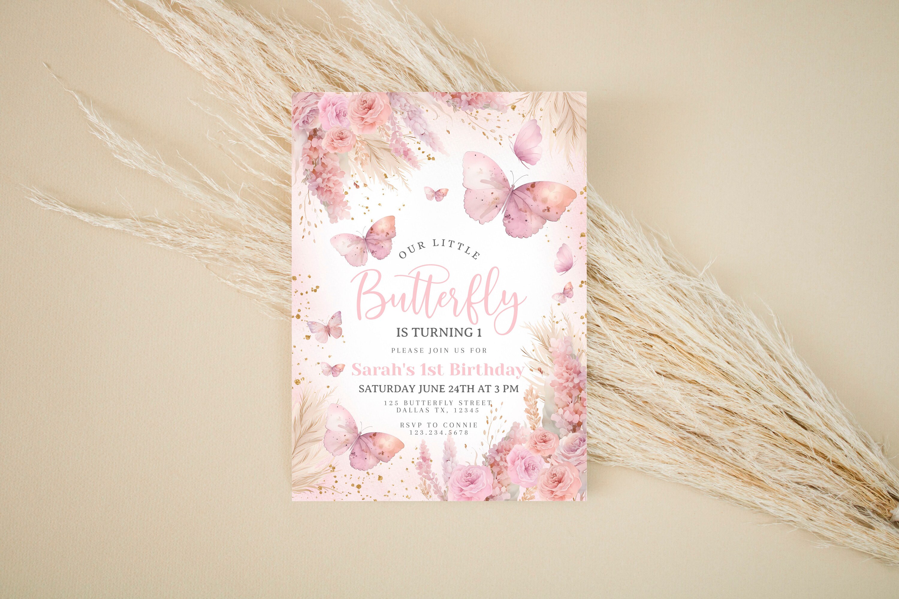 Butterflies Birthday Invitation Template Printable Fluttering - Etsy