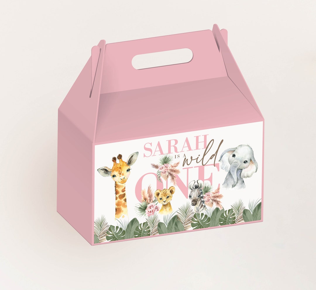 Girl Wild One Safari Birthday Favor Box Jungle Animals Party Favors ...