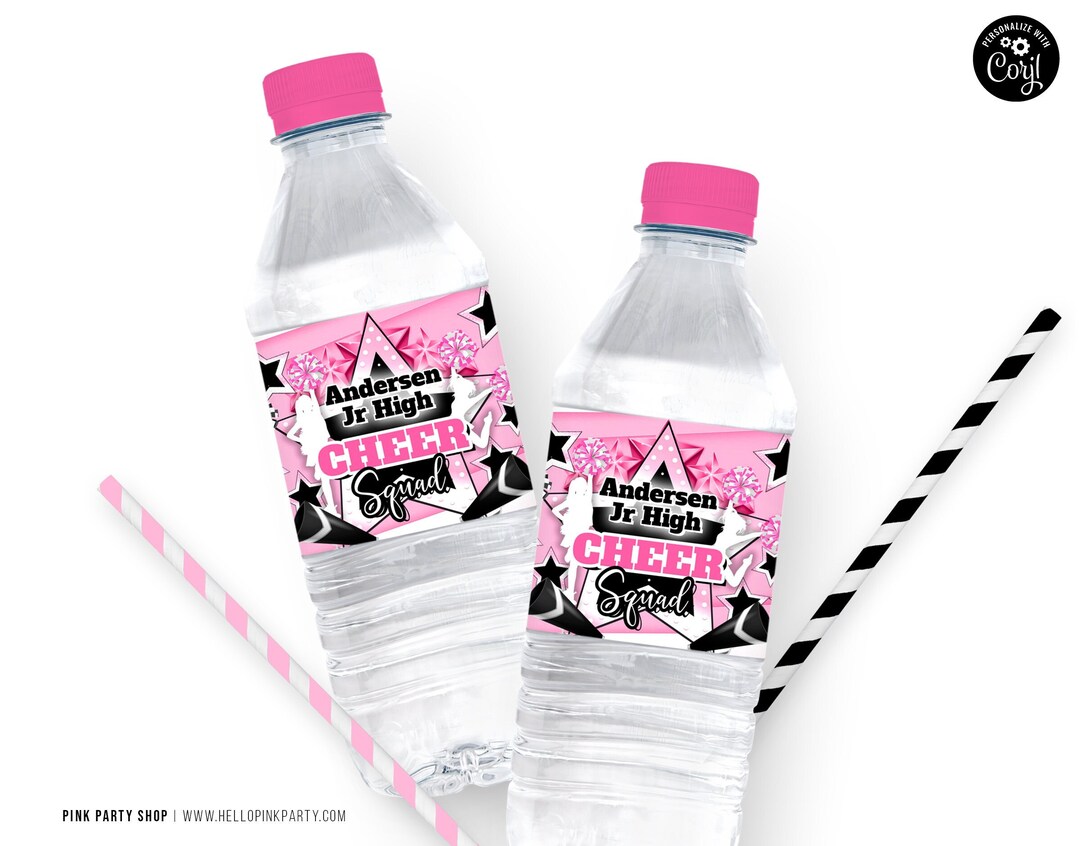 Cheerleading Water Labels Wrapper Printable Templates, Cheer Squad ...