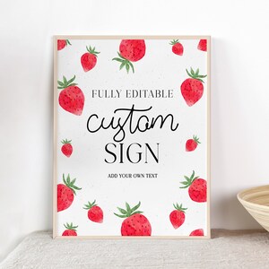 Strawberry Editable Sign, Custom 8x10 Sign, Berry Editable Sign 8x10 ...