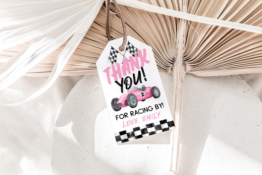 Editable Racing Favor Tag Race Car Birthday Thank You Label Two Fast ...