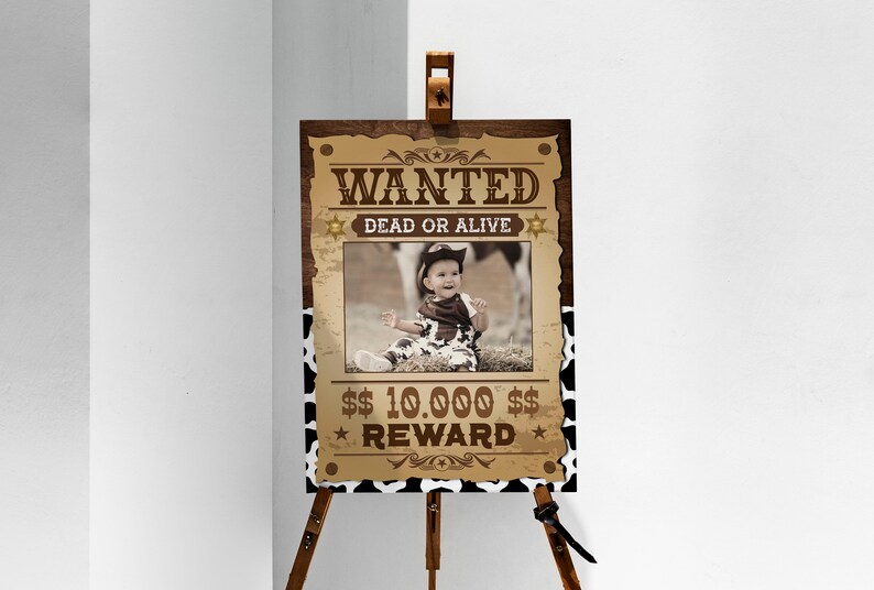 Cowboy Birthday Printable Wanted Sign Template Rodeo Western - Etsy