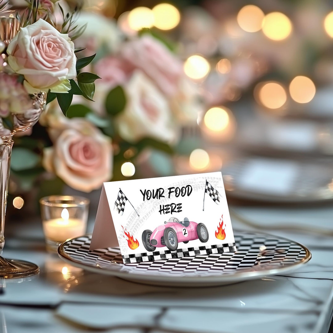 Editable Food Label Place Card Tent Race Car Birthday Racing Food ...