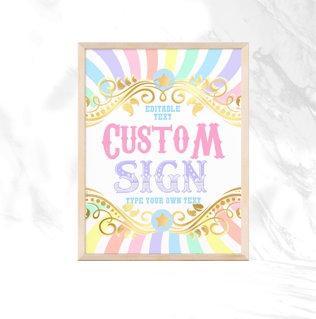 Fun Fair Custom Sign: Circus Carnival, Pastel Colors (editable, 8x10 ...