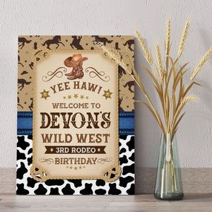 Cowboy Birthday Printable Welcome Sign Template, Rodeo Western Birthday ...