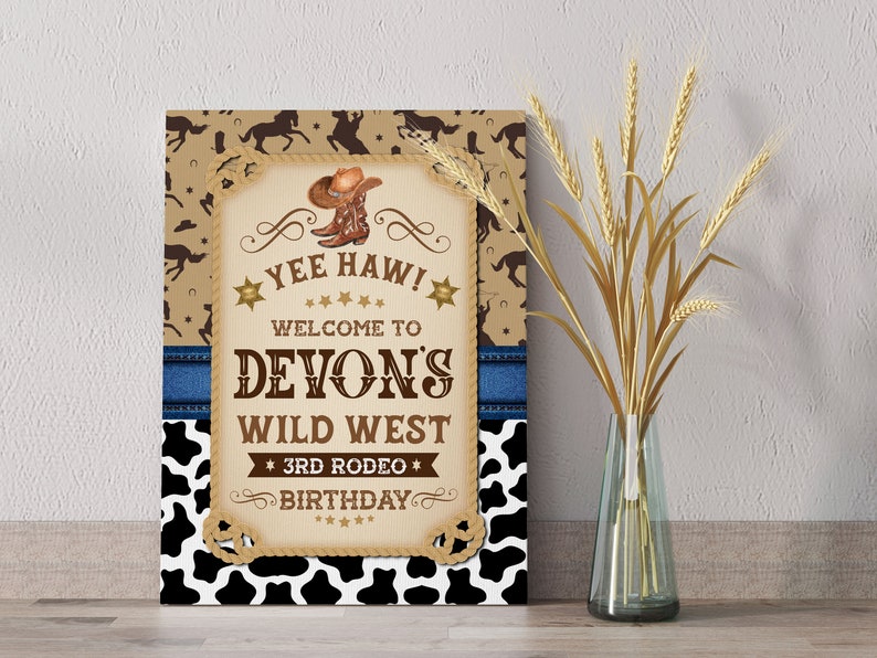 Cowboy Birthday Printable Welcome Sign Template Rodeo Western - Etsy