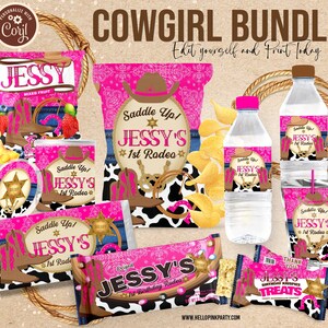 Editable Cowgirl Birthday Party Bundle Kit Template Printable Saddle up ...