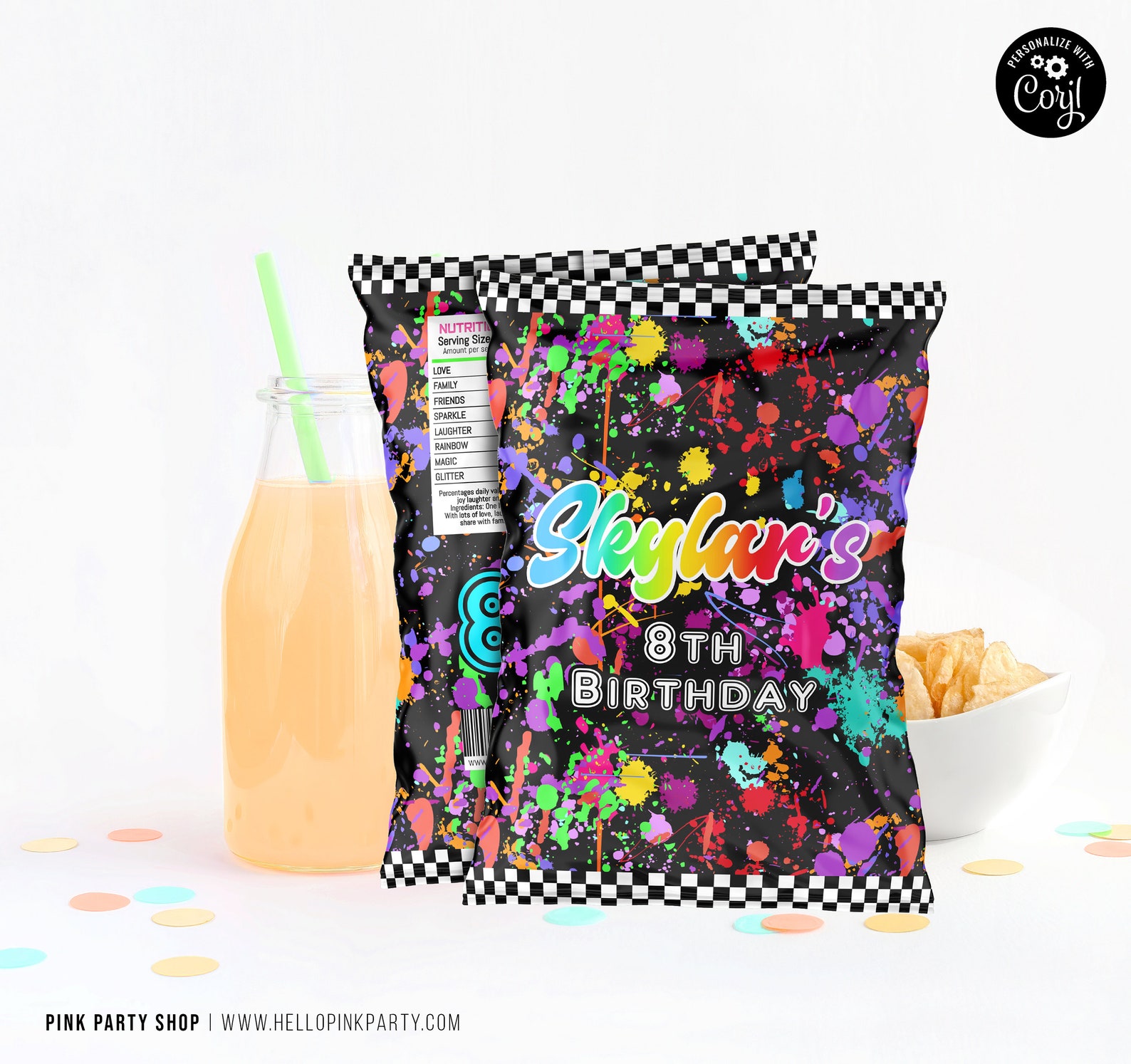 Editable Paint Splatter Birthday Party Bundle Kit, Template Printable ...