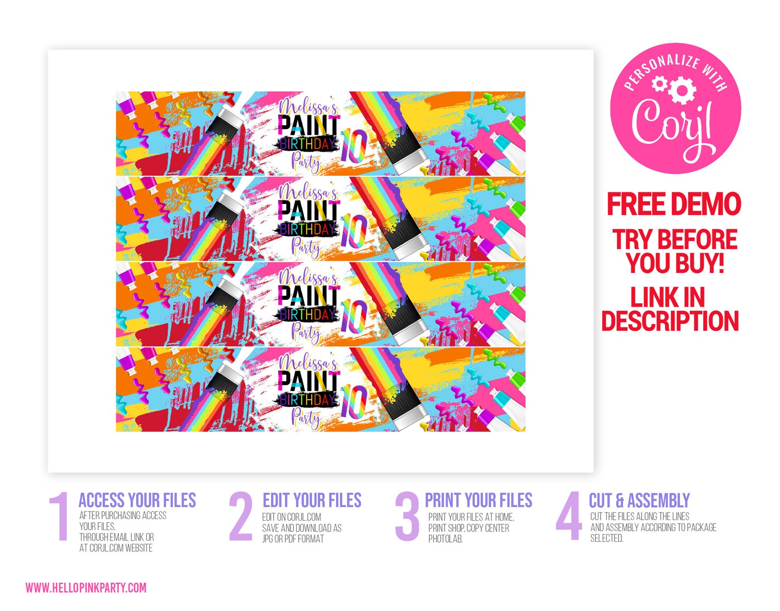 Kids Birthday Water Labels Wrapper Printable Templates Kids - Etsy