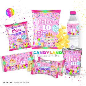 CANDYLAND Birthday Play Dough Labels Editable Template Printable Candy ...